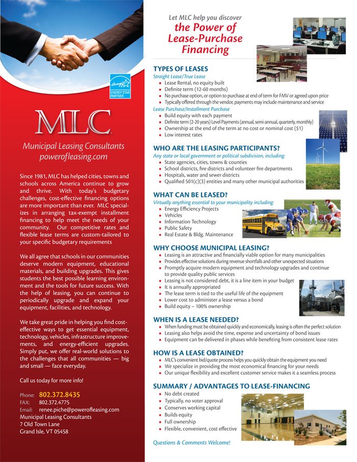 Mlc Brochure On Leasing Information. - Kimtek Corporation
